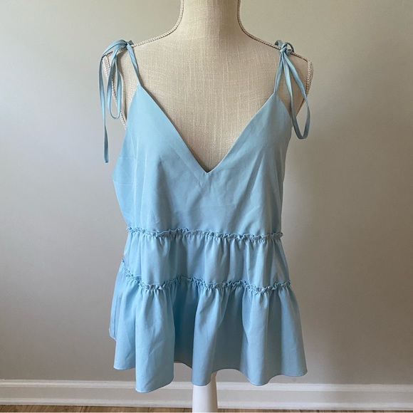 SHEIN | Tops | Tiered Spaghetti Strap Top Light Blue | Poshmark